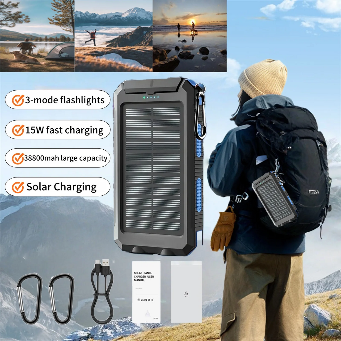Emergency Solar Power Bank – Waterproof Dual USB Charge – World Maries